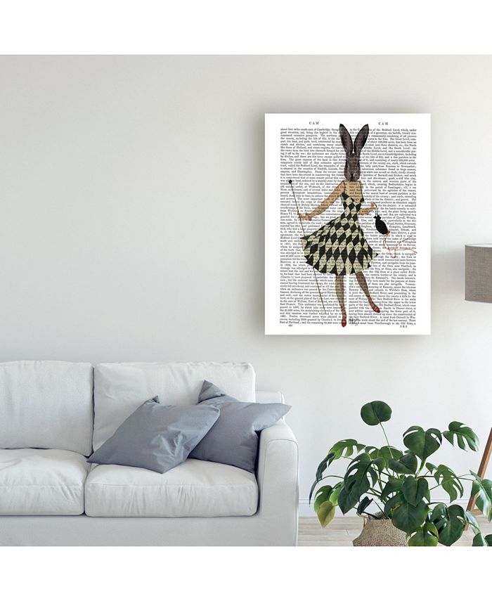 Trademark Global Fab Funky Rabbit in Black White Dress Canvas Art - 15. ...