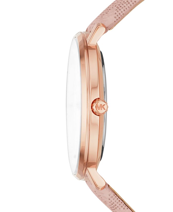 Michael Kors Women's Pyper Pink Logo Strap Watch 38mm - Macy's