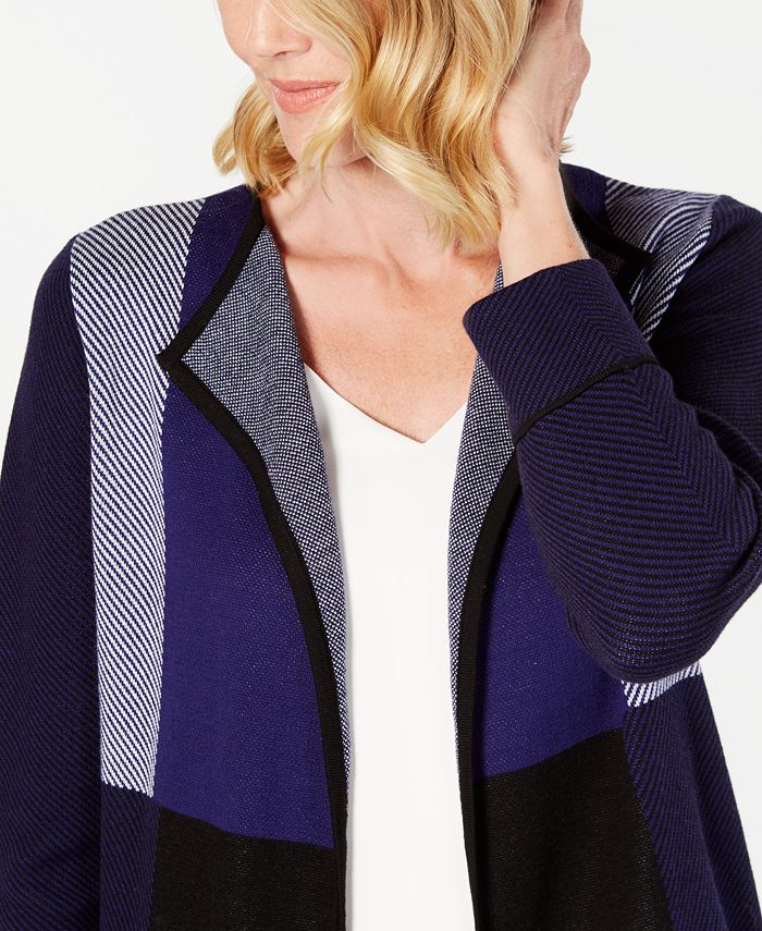 Kasper Colorblocked Open-Front Cardigan - Macy's