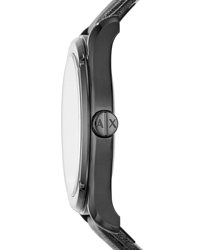 A|X Armani Exchange Men's Fitz Black Leather Strap Watch 44mm - Macy's