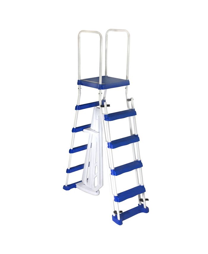 Blue Wave 52 in A Frame Ladder with Safety Barrier and Removable Steps ...