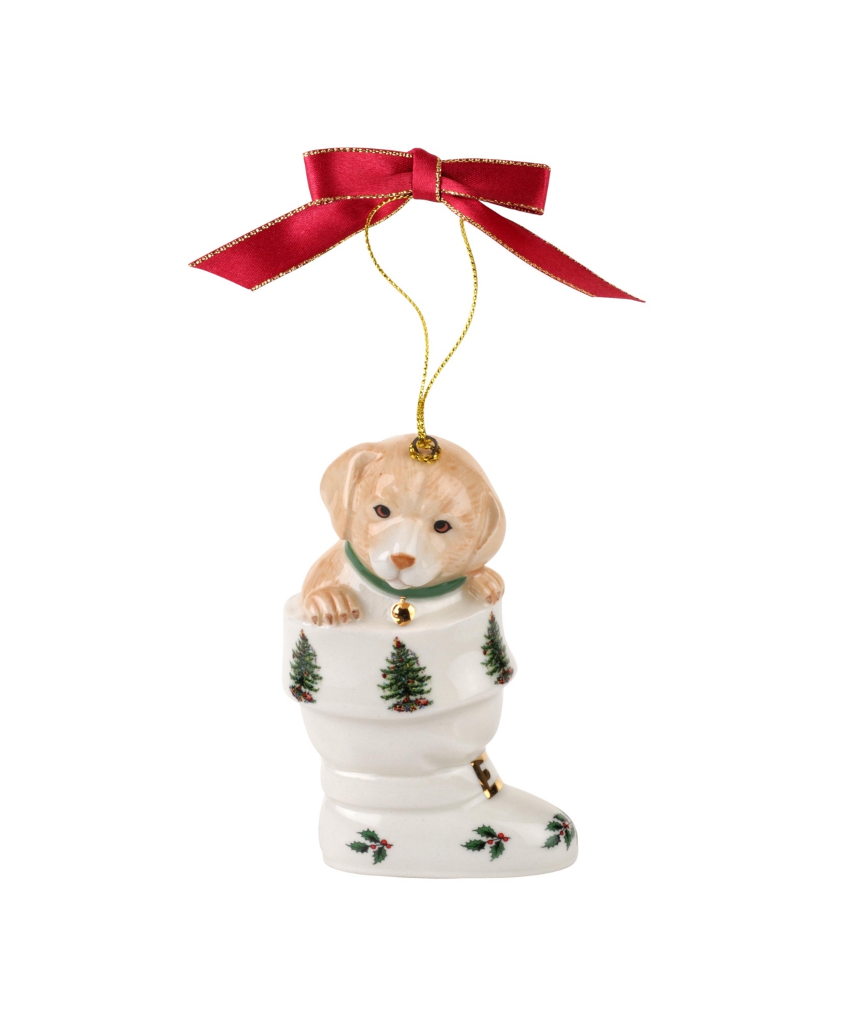 Click here for Spode Christmas Tree Puppy in Boot Ornament - Gree... prices