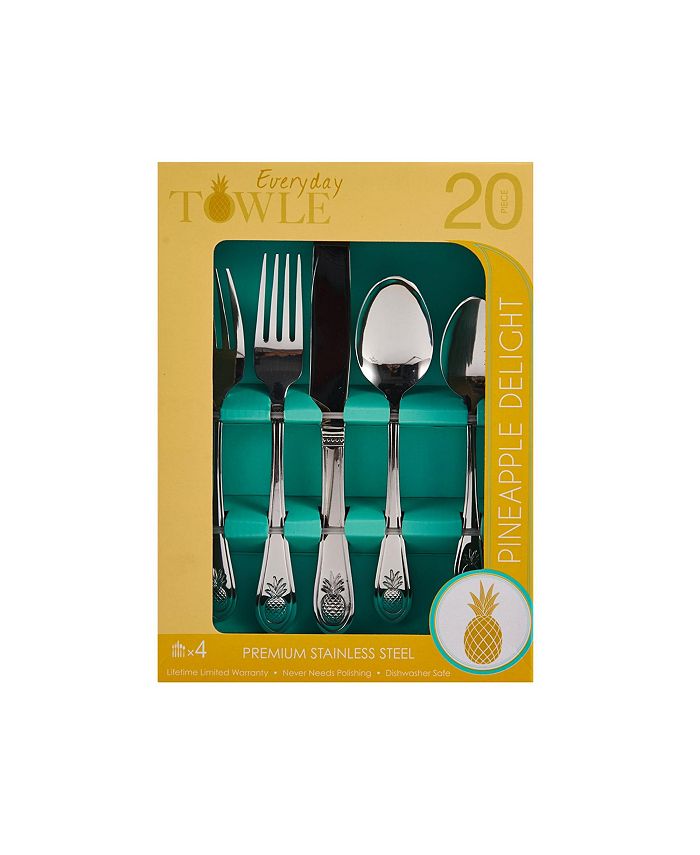 Towle Everyday Pineapple Delight 20-Piece Flatware Set, Service For 4 ...