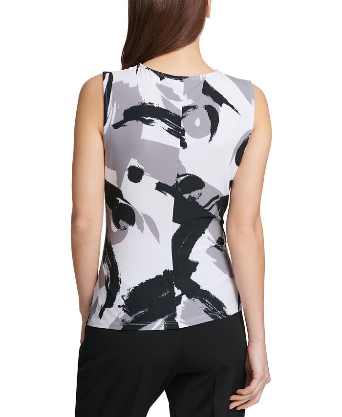 DKNY Printed Side-Knot Top - Macy's