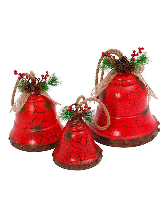 Sterling Nested Red Metal Holiday Bells - Set of 3 - Macy's