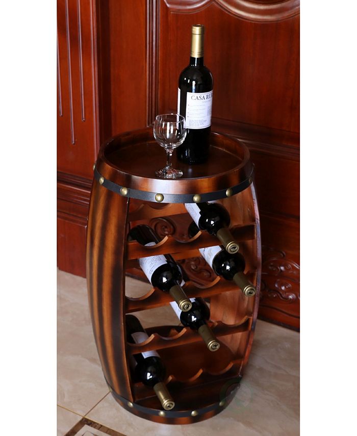 Vintiquewise Wooden Barrel Shaped 14 Bottle Wine Rack - Macy's