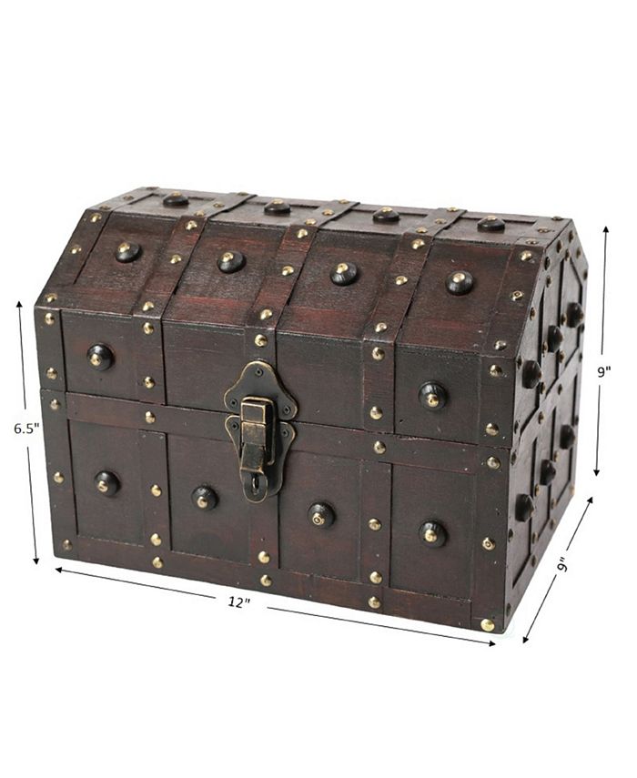 Vintiquewise Black Vintage Caribbean Pirate Chest with Decorative ...