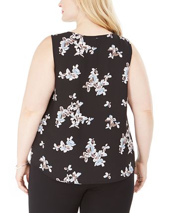 Nine West Plus Size Floral-Print Pleated Top - Macy's