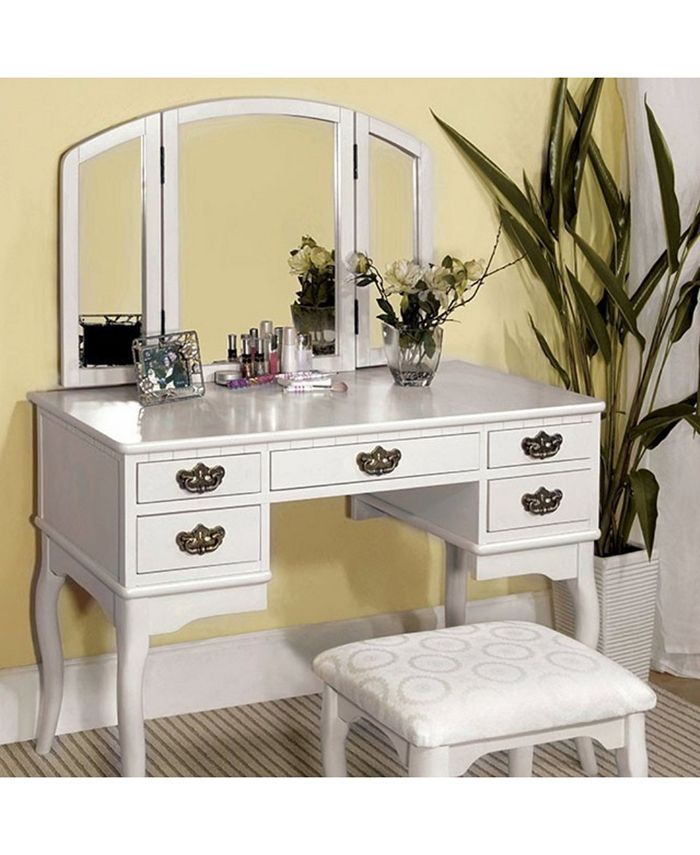 Benzara Vanity Table with Multiple Drawers and A Stool - Macy's