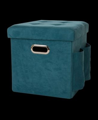 Glitzhome Cube Faux Suede Foldable Storage Ottoman with Padded Seat ...