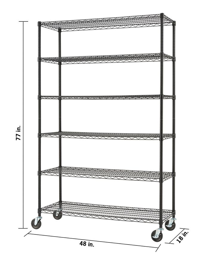 TRINITY Basics 6-Tier Wire Shelving Rack with NSF Includes Wheels - Macy's