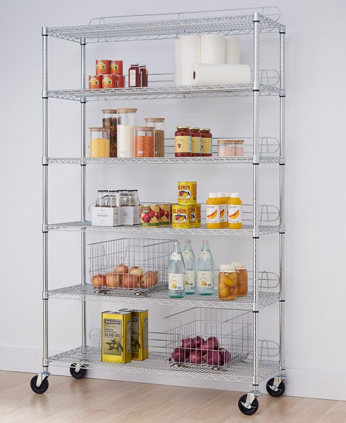 TRINITY 6-Tier Wire Shelving Rack with NSF Includes Wheels and Back ...