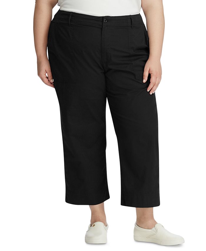 Lauren Ralph Lauren Plus Size Cotton Twill Straight Pants - Macy's