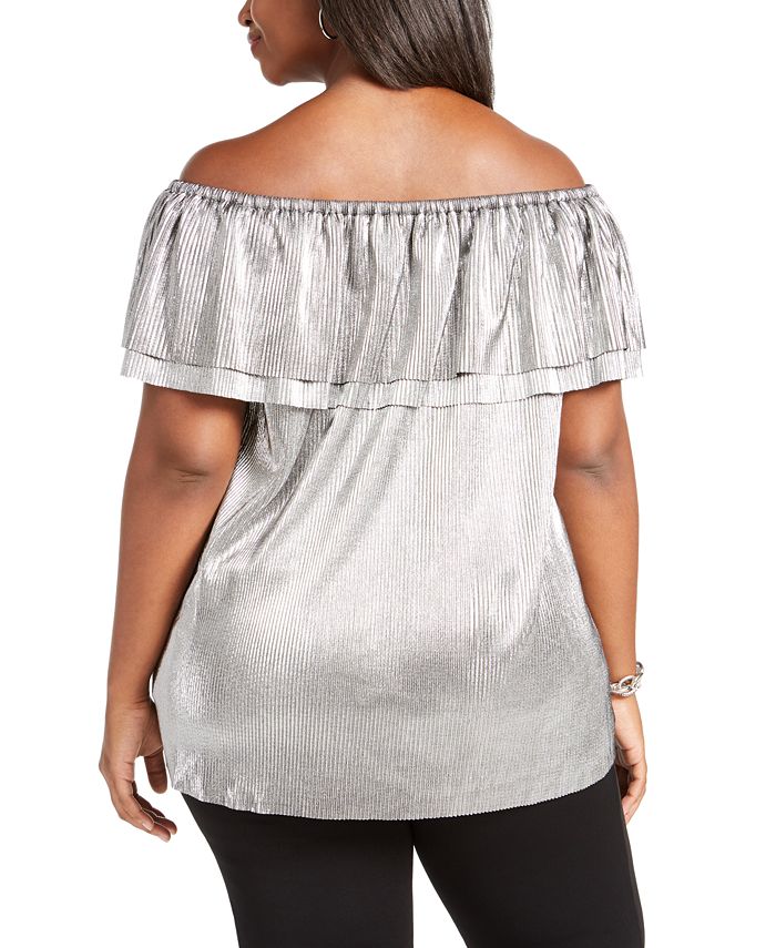 Michael Kors Plus Size Metallic Ruffle Top - Macy's