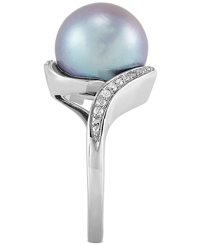 Honora Cultured Grey Ming Pearl (12mm) & Diamond (1/8 ct. t.w ...