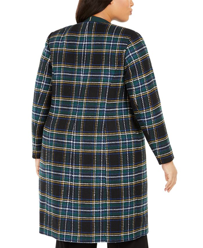 Calvin Klein Plus Size Plaid Open-Front Topper Jacket - Macy's