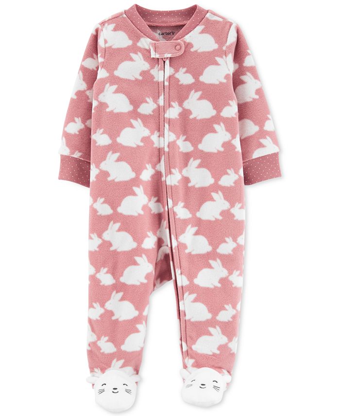 Carter's Baby Girls Fleece Bunny Coverall - Macy's
