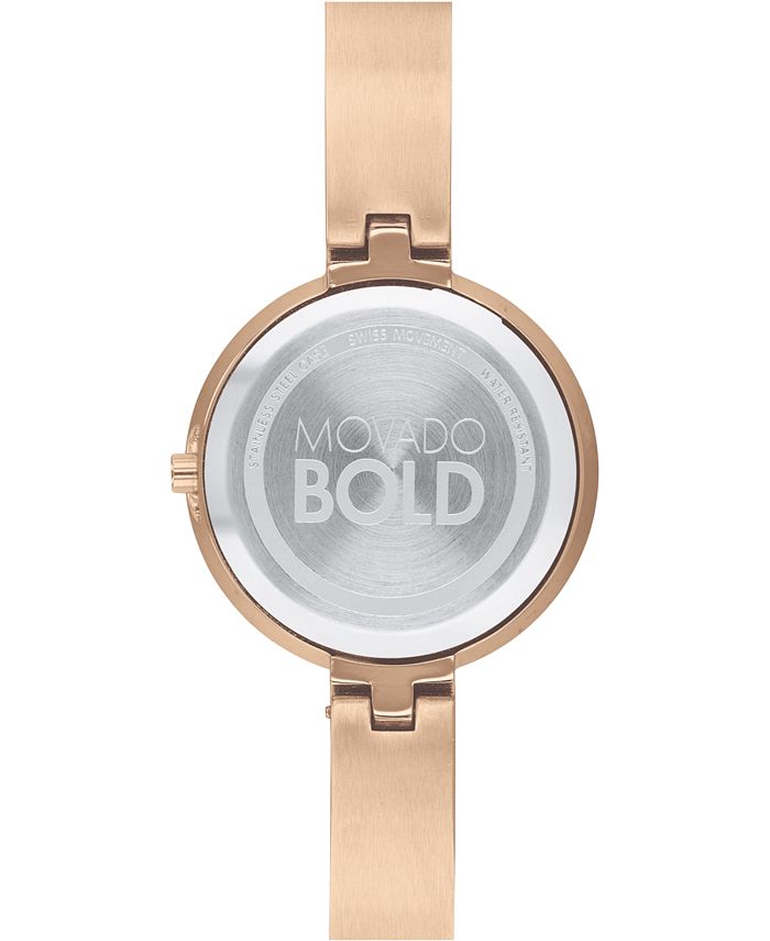 Movado Women's Swiss BOLD Rose Gold-Tone Stainless Steel Bangle ...