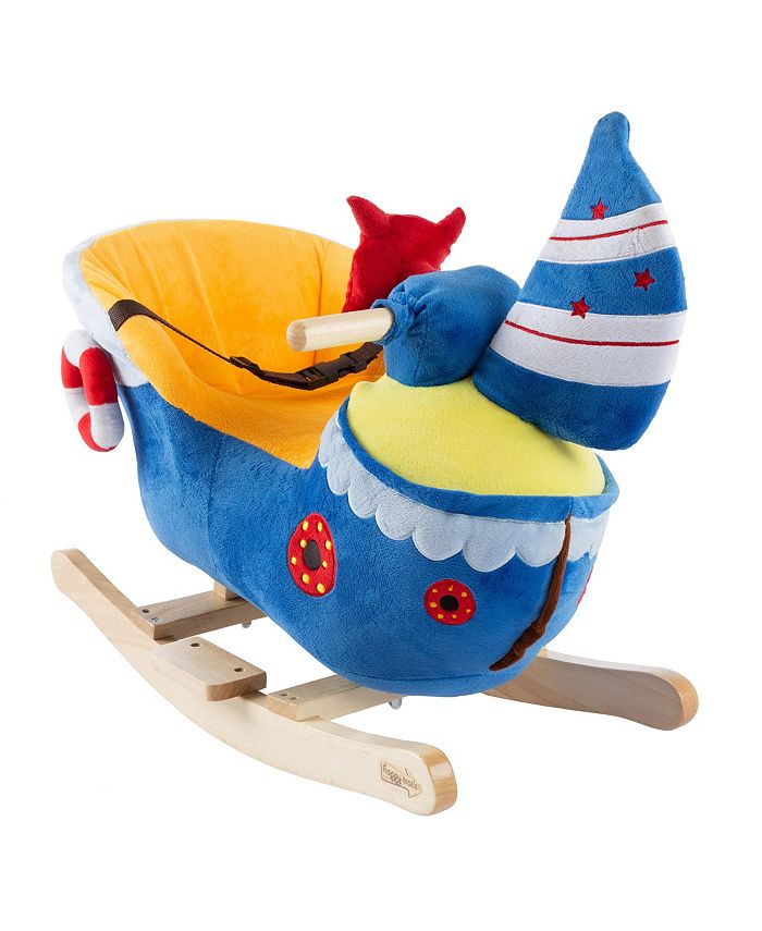 Happy Trails Boat Rocker Toy-Kids Ride On Soft Fabric Covered Wooden ...