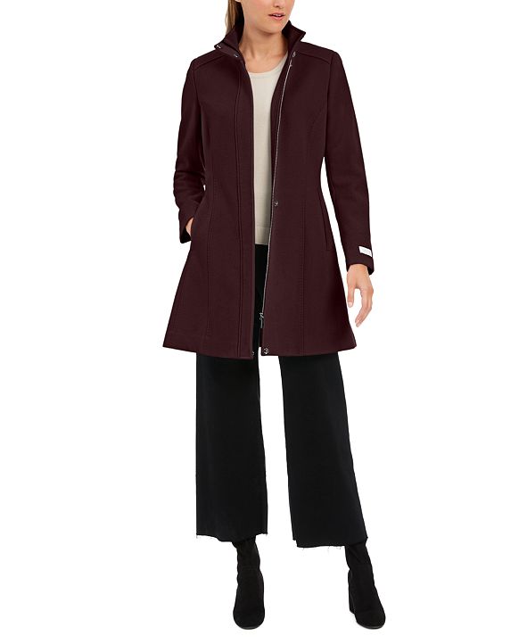 Calvin Klein Stand-Collar Walker Coat & Reviews - Coats - Women - Macy's