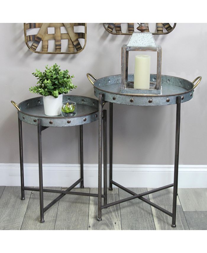 Stratton Home Décor Stratton Home Decor Set of 2 Metal Tray Tables - Macy's