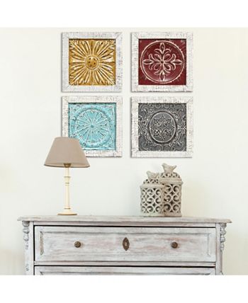Stratton Home Décor Stratton Home Decor Set of 4 Accent Tile Wall Art ...