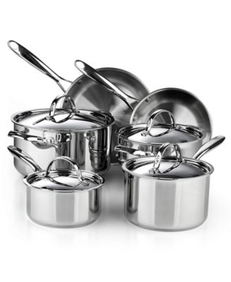 Cooks Standard 10-Pieces Classic Stainless Steel Cookware Set, Silver ...