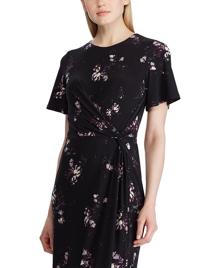 Lauren Ralph Lauren Petite Floral Twist-Front Jersey Dress - Macy's