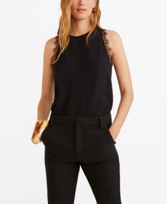 MANGO Lace Top - Macy's