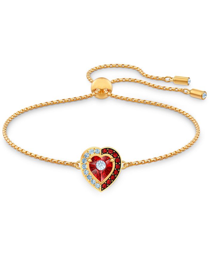 Swarovski Gold-Tone Crystal Heart Slider Bracelet - Macy's