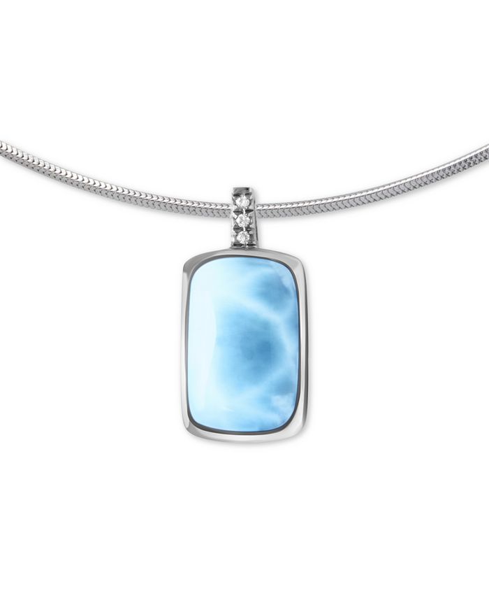 Marahlago Larimar (10 x 15mm) & White Sapphire Accent 21" Adjustable ...