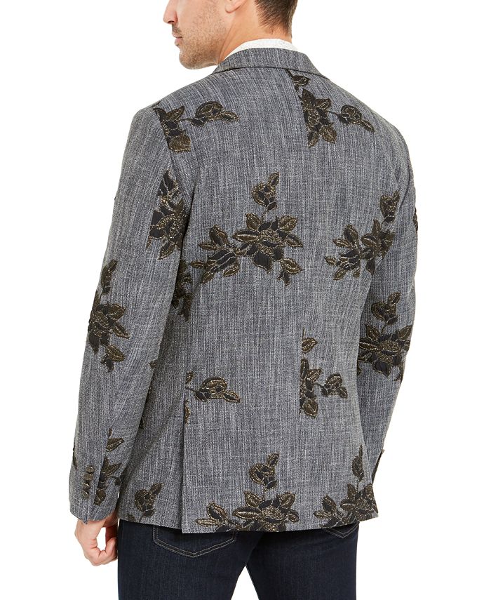 Tallia Men's Navy Melange Metallic Floral Dinner Jacket - Macy's