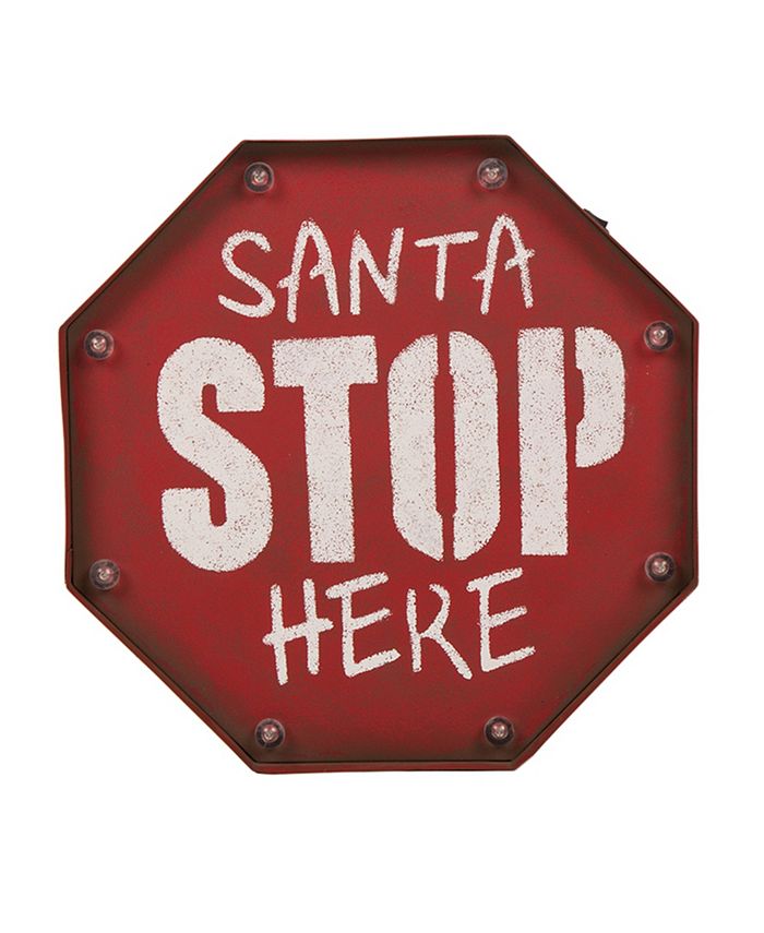 Glitzhome Marquee Santa STOP Sign - Macy's