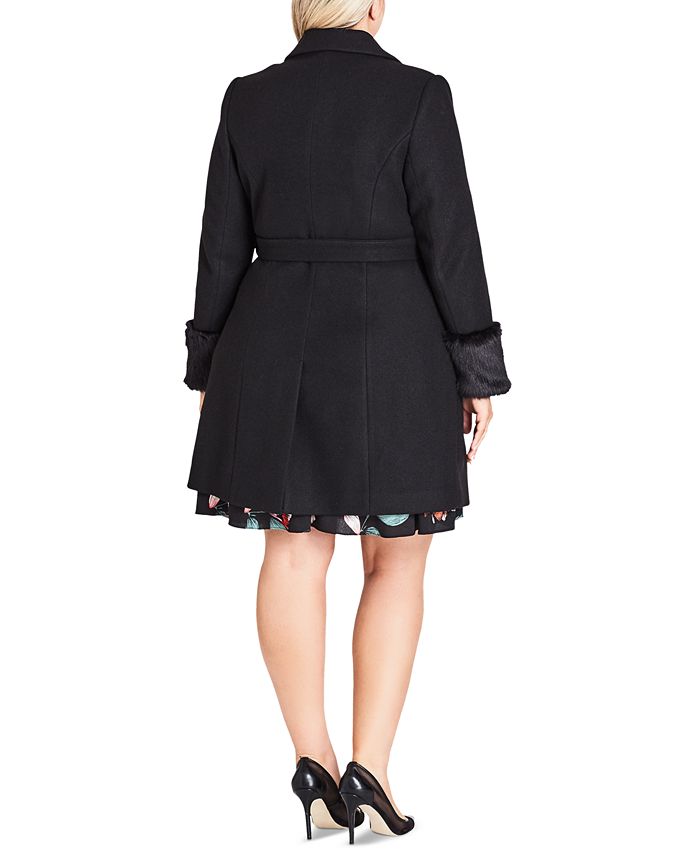 City Chic Trendy Plus Size Faux-Fur Fluff Coat - Macy's
