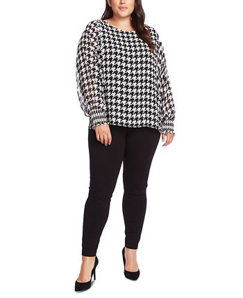 Vince Camuto Plus Size Houndstooth Blouse - Macy's