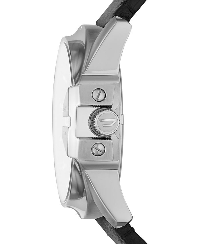 Diesel Men's Master Chief Black Leather Strap Watch 45mm Box Set - Macy's