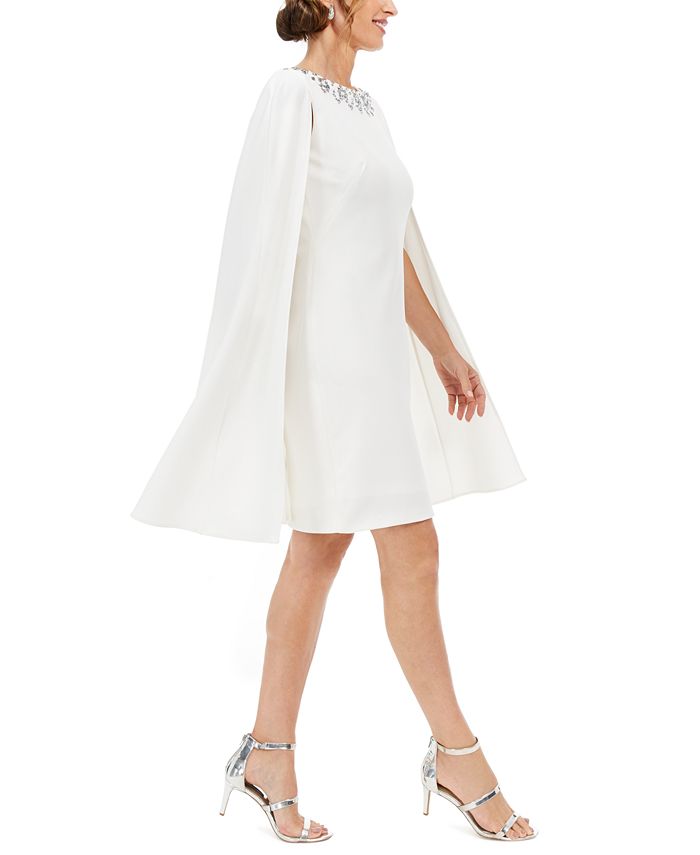 Adrianna Papell Rhinestone-Embellished Cape-Back Dress - Macy's