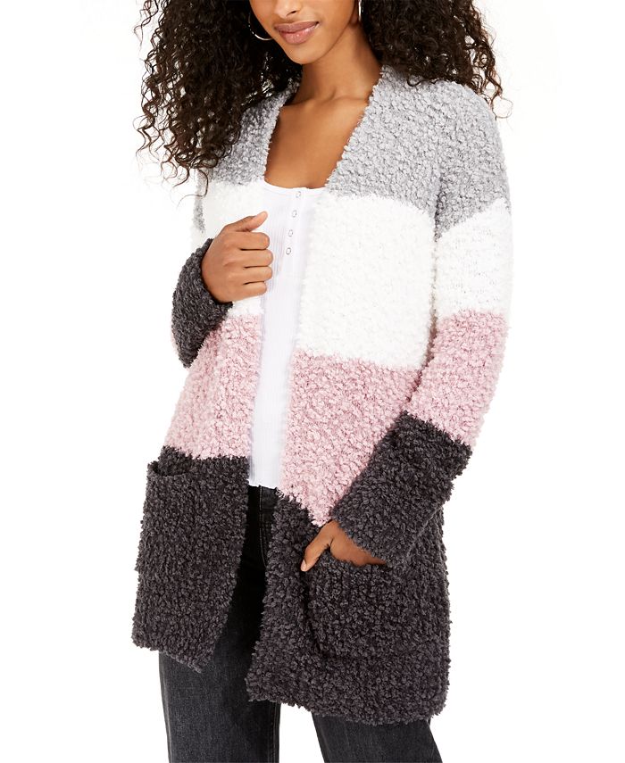Hippie Rose Juniors' Cozy Colorblocked Cardigan - Macy's