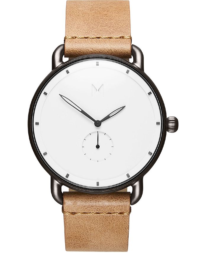 MVMT Men's Revolver Myst Caramel Leather Strap Watch 41mm - Macy's