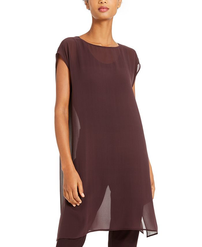 Eileen Fisher Sheer Maxi Tunic Top - Macy's
