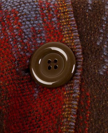 Glitzhome Muted Earth-Tone Poncho with 2 Button Closure, Tassels - Macy's