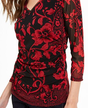 INC International Concepts INC Petite Printed Mesh Top, Created for ...