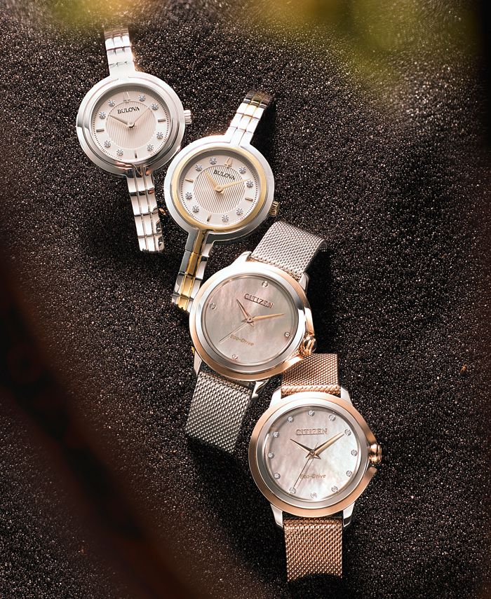 Citizen Eco-Drive Women's Ceci Diamond-Accent Pink Gold-Tone Stainless ...