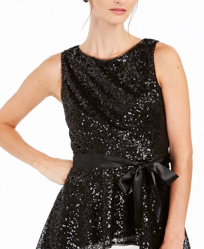 Adrianna Papell Sequined Peplum Top - Macy's