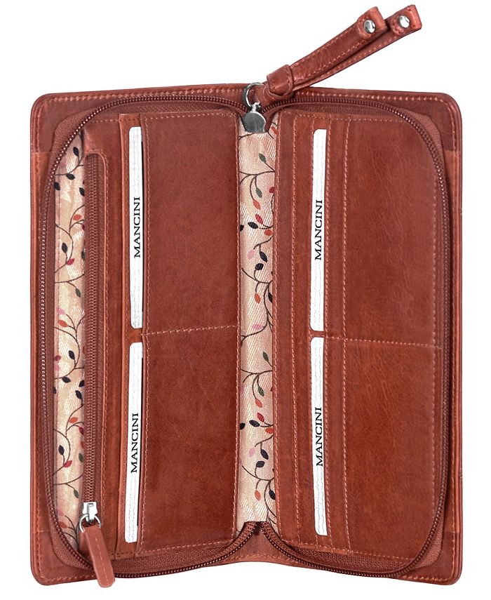 Mancini Casablanca Collection RFID Secure Ladies Zippered Clutch Wallet ...
