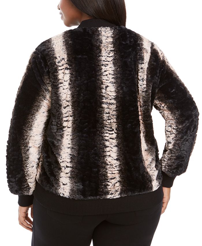 Belldini Plus Size Faux Fur Zip-Up Bomber Jacket - Macy's