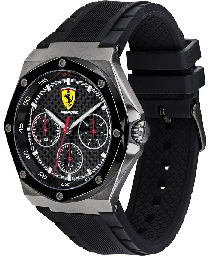 Ferrari Men's Aspire Black Silicone Strap Watch 44mm - Macy's