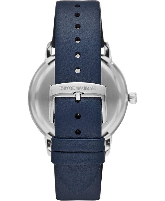 Emporio Armani Men's Blue Leather Strap Watch 43mm Gift Set - Macy's
