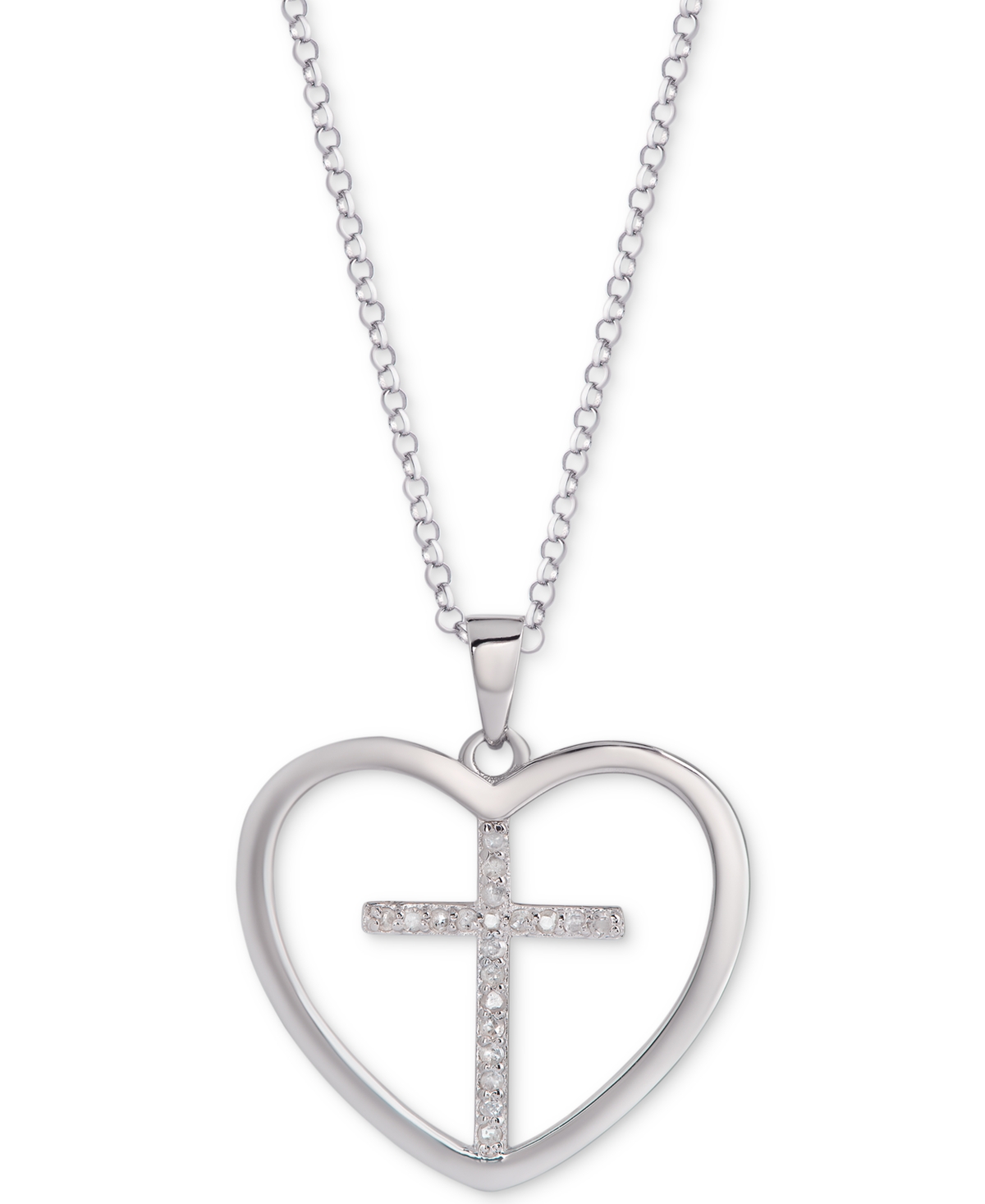 Click here for Diamond Cross Heart 18 Pendant Necklace (1/10 ct.... prices
