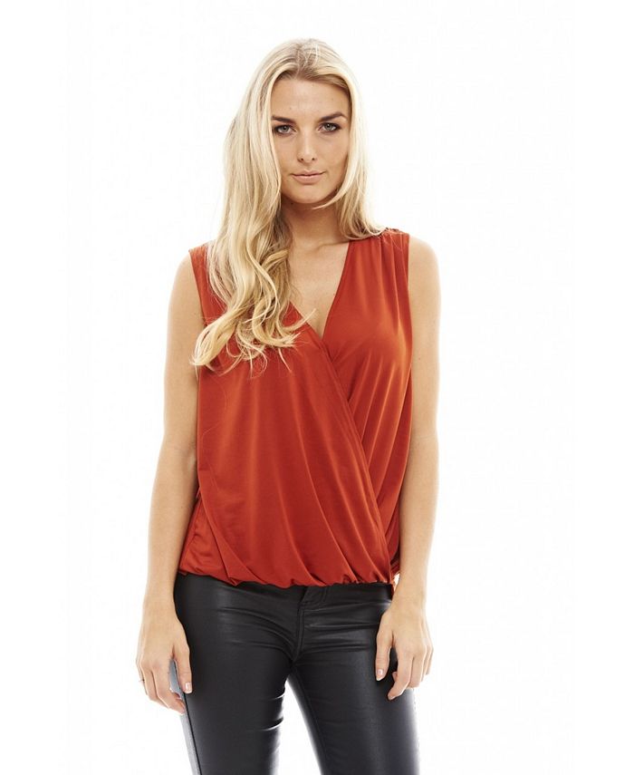 AX Paris Women's Sleeveless Cross Over Top - Macy's
